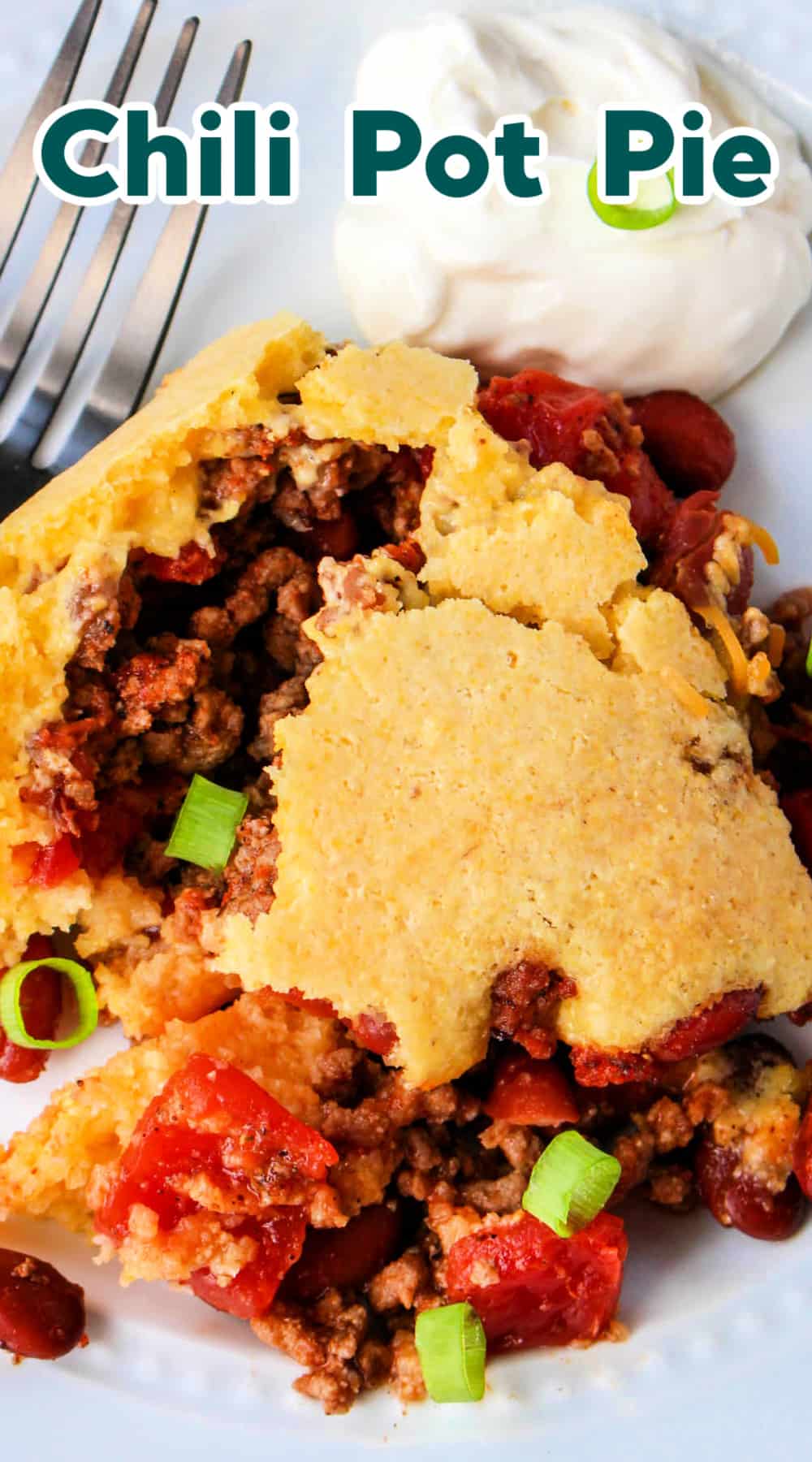 Chili Pot Pie + Cornbread Crust Using Leftover Chili