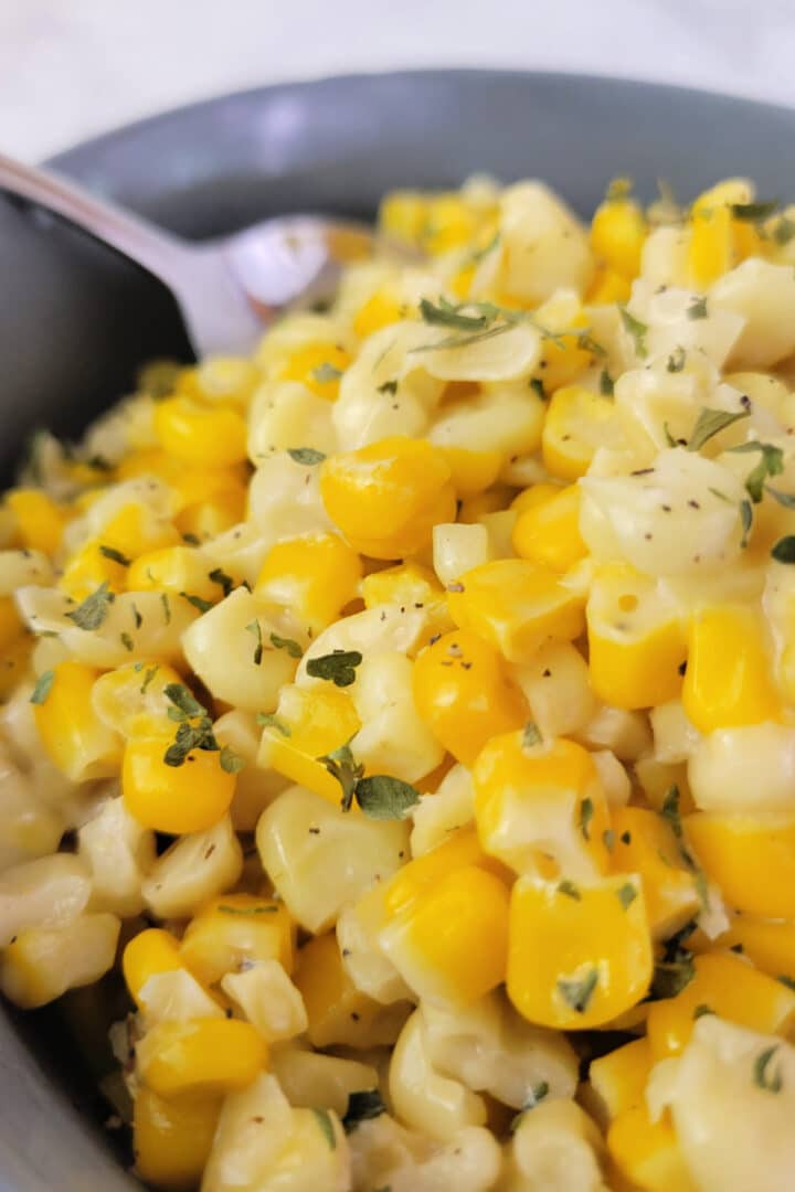 Honey Butter Skillet Corn with Cream Cheese - Juggling Act Mama